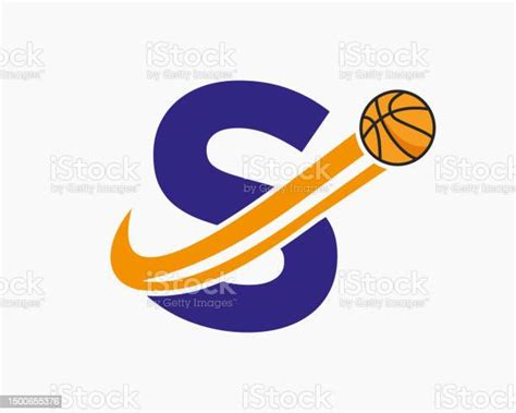 움직이는 농구 아이콘이 있는 이니셜 편지의 농구 로고 개념 바스켓 볼 로고 타입 기호 경기 스포츠에 대한 스톡 벡터 아트 및 기타 이미지 경기 스포츠 경쟁 공 스포츠