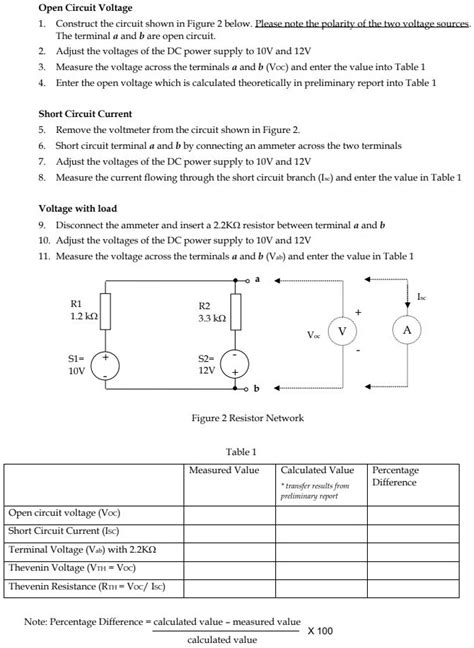 Open Circuit Voltage 1 Construct The Circuit Shown In Figure 2 Belowplease Note The Polarity Of