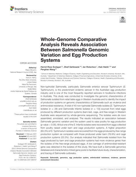 Pdf Whole Genome Comparative Analysis Reveals Association Between Salmonella Genomic Variation