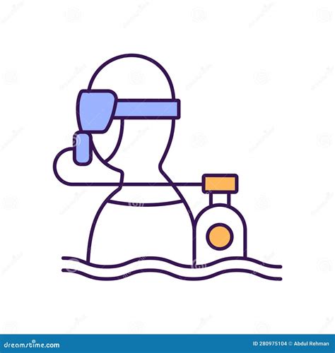 Underwater Swimming Outline With Colors Fill Vector Icon That Can Easily Edit Or Modify Stock