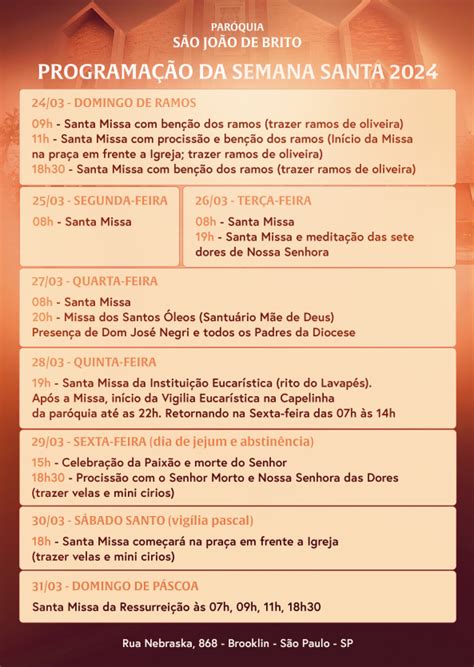 Semana Santa 2024 Paróquia São João De Brito