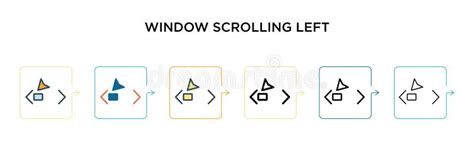 Window Scrolling Left Vector Icon In 6 Different Modern Styles Black Two Colored Window