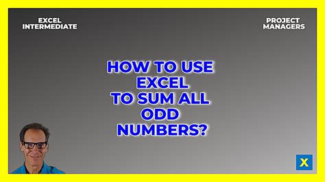 How To Sum Odd Numbers In Excel Youtube