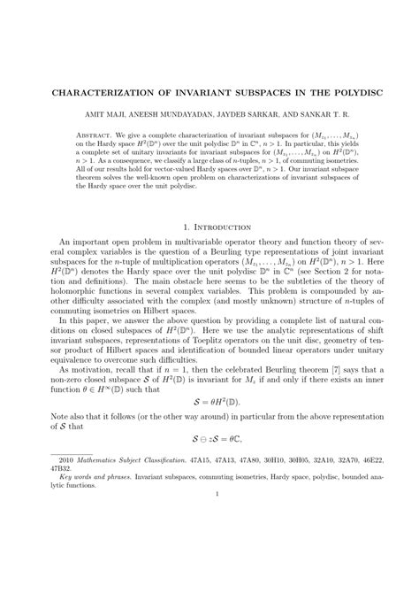 pdf characterization of invariant subspaces in the polydisc