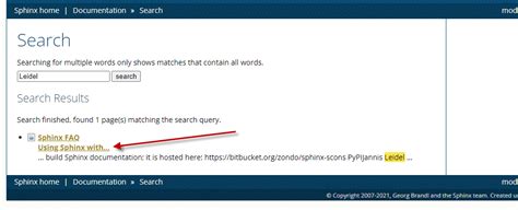 Sphinx Search Results Page Not Showing Subsections Stack Overflow