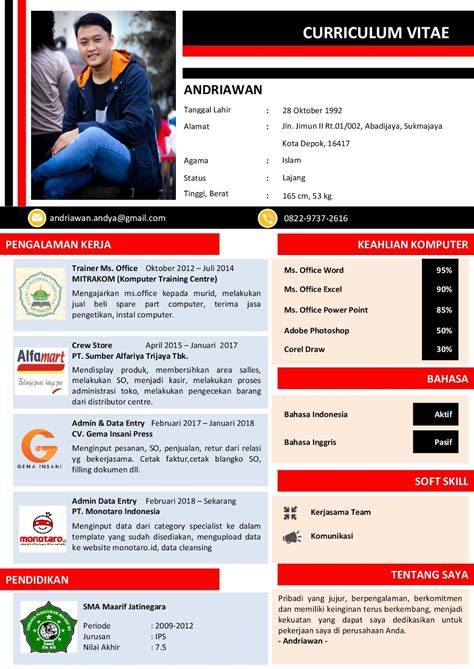 Contoh Cv Menarik Excel Riset