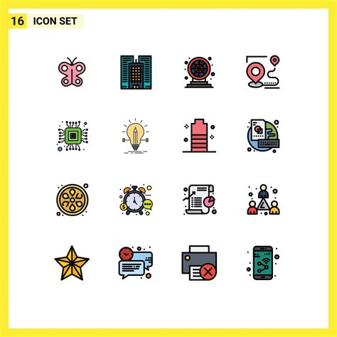 Set Of 16 Vector Flat Color Filled Lines On Grid For Computer Position Fun Destination Route