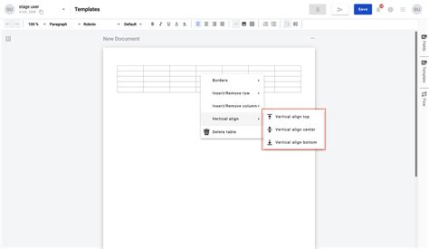 Table Context Menu Options — Whitedoc Documentation