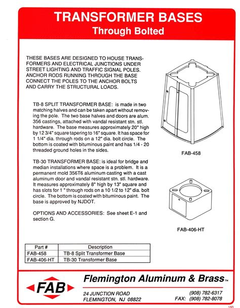 Transformer Bases Through Bolted — Flemington Aluminum And Brass