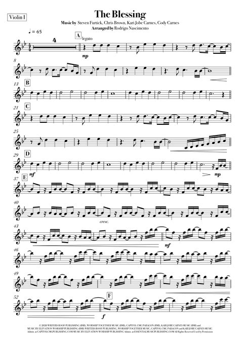 The Blessing Arr Rodrigo Nascimento By Kari Jobe And Cody Carnes Sheet
