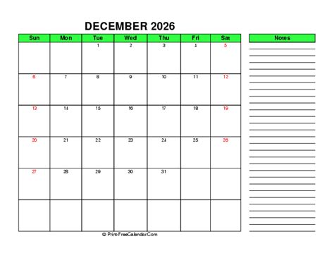 December 2026 Calendars Word Pdf Excel