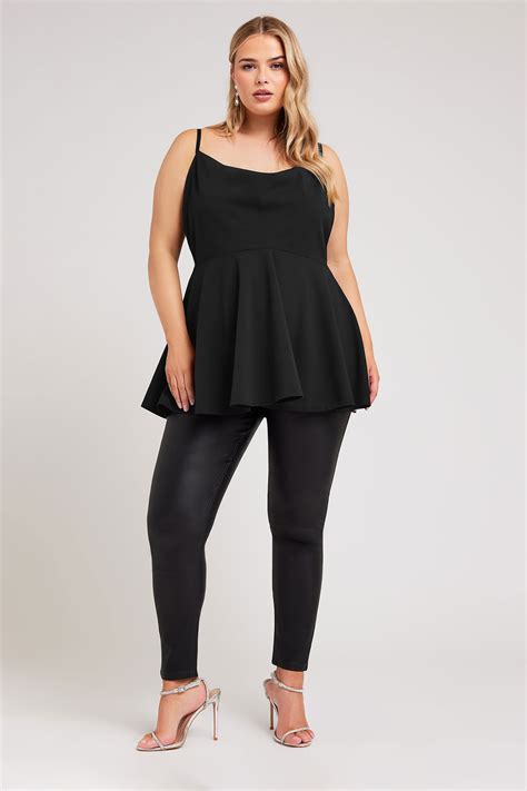 Yours London Plus Size Black Lace Peplum Top Yours Clothing