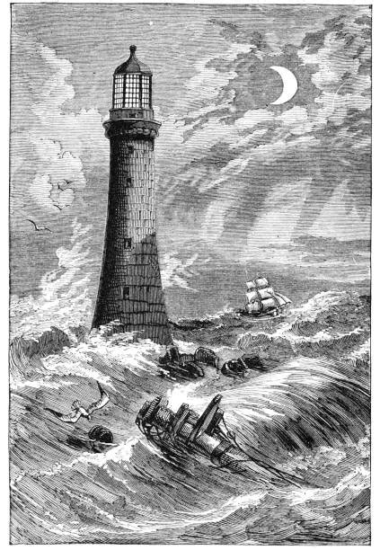 910 Lighthouse Storm Stock Illustrations Royalty Free Vector Graphics