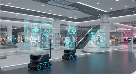 Autonomous Delivery Robots Navigating Modern Shopping Mall With