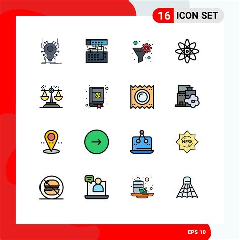 16 Thematic Vector Flat Color Filled Lines And Editable Symbols Of Choice Physics Module Atom