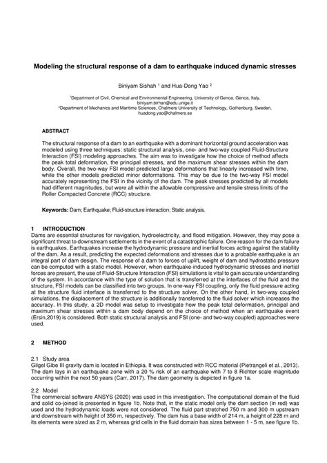 Pdf Modeling The Structural Response Of A Dam To Earthquake Induced