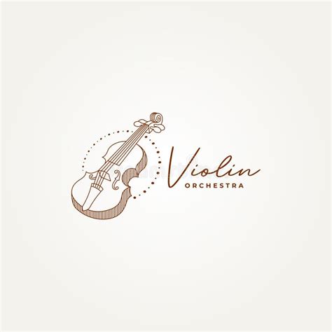 Minimalist Violin Viola Orchestra Line Art Icon Logo Vector Illustration Design Simple Modern