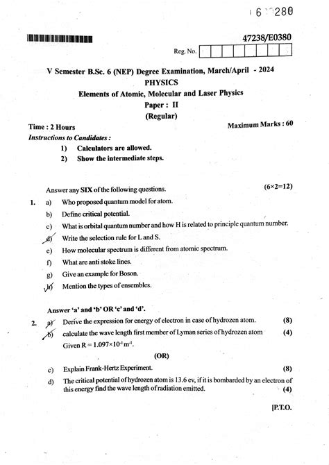 Bsc 5th Sem 2024 Exam Question Papers Pdf