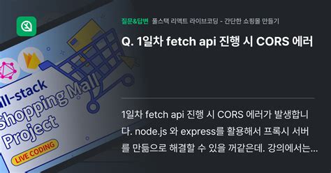 1일차 Fetch Api 진행 시 Cors 에러 인프런 커뮤니티 질문and답변