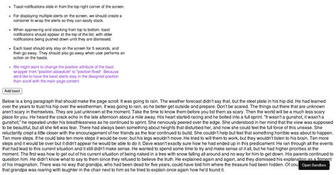 Toast Alert Position Codesandbox