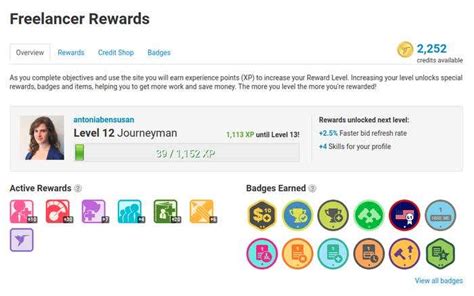 Freelancer Rewards How To Earn Experience Points Credits Badges