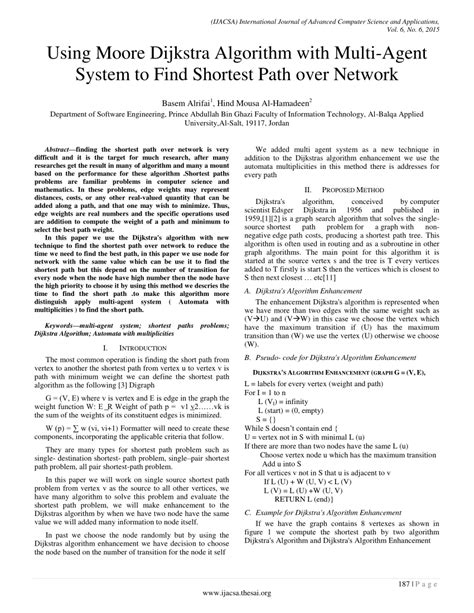 Pdf Using Moore Dijkstra Algorithm With Multi Agent System To Find