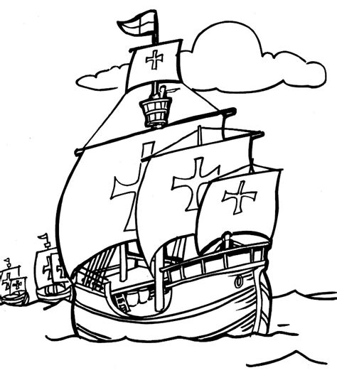 Dibujos De Las Tres Carabelas De Cristobal Colon Para Colorear