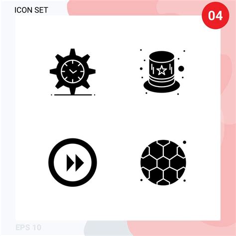 Universal Icon Symbols Group Of 4 Modern Solid Glyphs Of Gear Multimedia Watch Hat Education