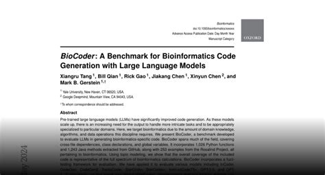 Paper Page Biocoder A Benchmark For Bioinformatics Code Generation