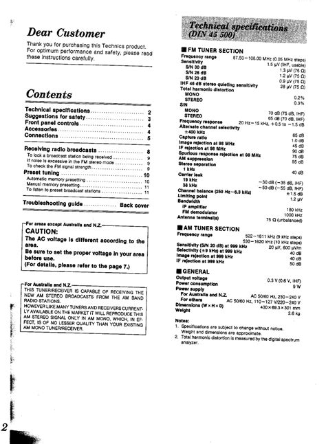 Technics ST GT350 Specification