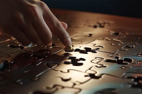 A Closeup Of A Hand Placing A Puzzle Piece Into Generative Ai Premium AI Generated Image