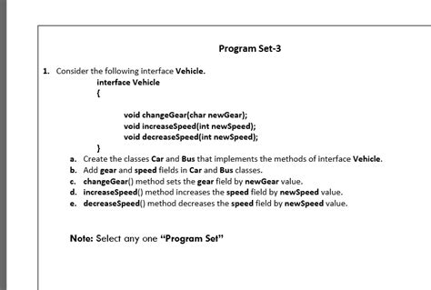 Solved Consider The Following Interface Vehicle Interface