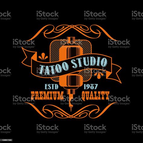 스튜디오 아이콘 디자인 프리미엄 품질 Estd 1987 레트로 스타일의 전문 장비 벡터 일러스트와 함께 엠 블 럼 문신 0명에