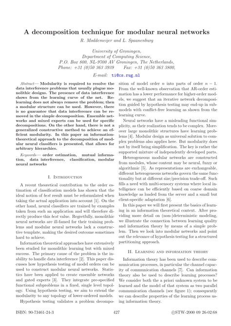 Pdf A Decomposition Technique For Modular Neural Networks