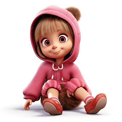 Premium Ai Image Masha From Masha And The Bear Sitting Pose 3d Isolated
