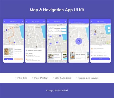 Premium Psd Navigation Map App Ui Kit