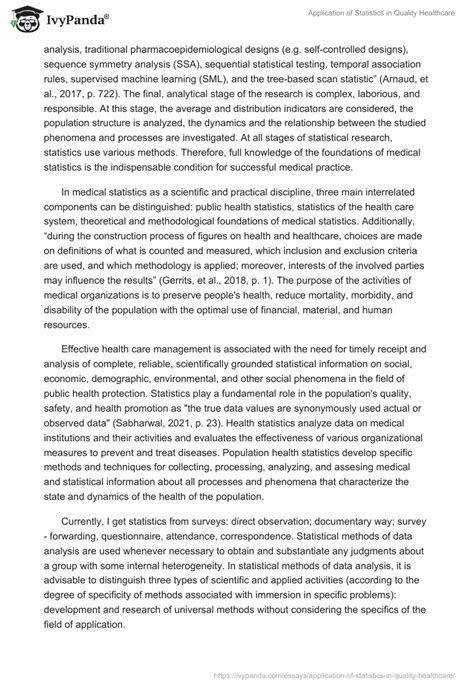 Application Of Statistics In Quality Healthcare 906 Words Essay Example