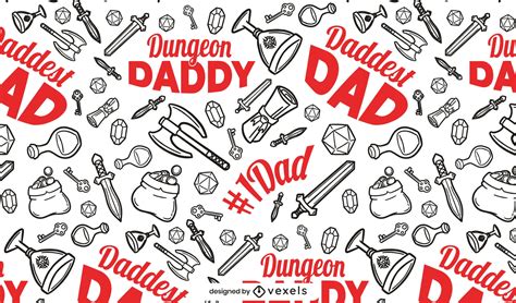 Dungeon Daddy Quotes Pattern Design Vector Download