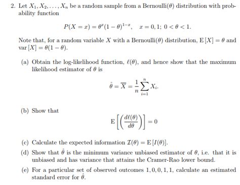 solved 2 let x1 x2 xn be a random sample from a