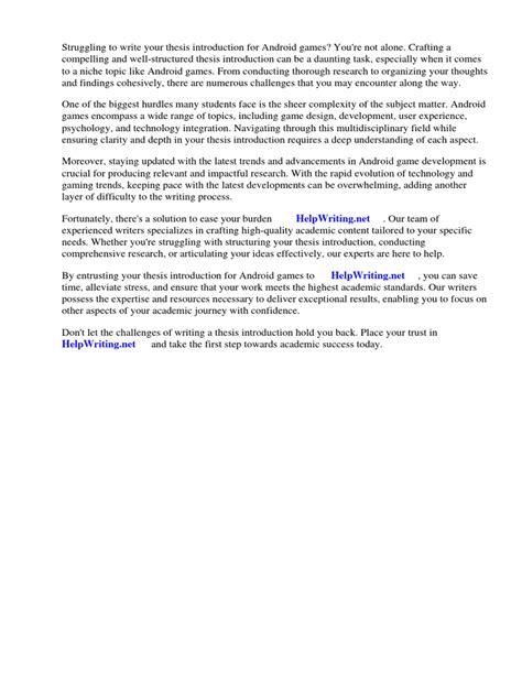 Thesis Introduction For Android Games Pdf Diagnostic And Statistical Manual Of Mental