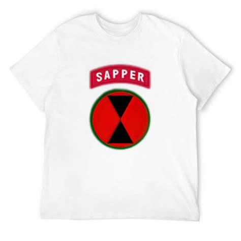 Mens 7th Infantry Division Patch 7th Id Sapper Tab T Shirt White Small