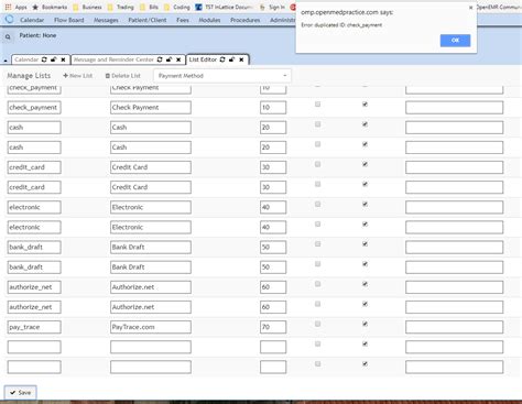 Payment Type Displaying Duplicates Openemr Development Openemr