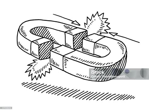 Power Of Attraction Concept Magnets Drawing Stock Illustration