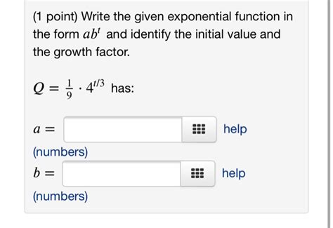 Solved 1 Point Write The Given Exponential Function In The