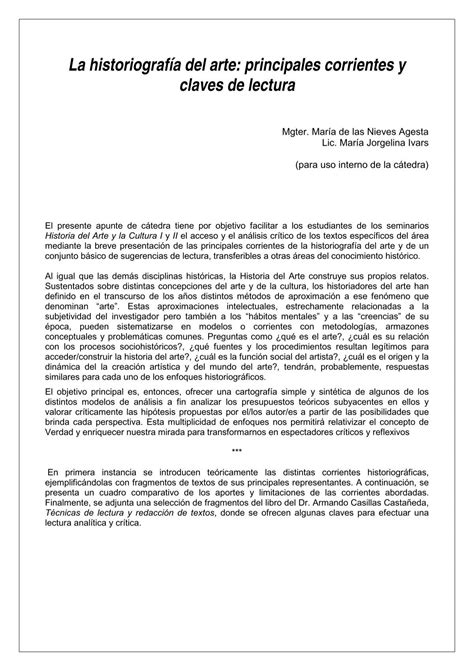 Corrientes Historiográficas Historia Del Arte Y La Cultura