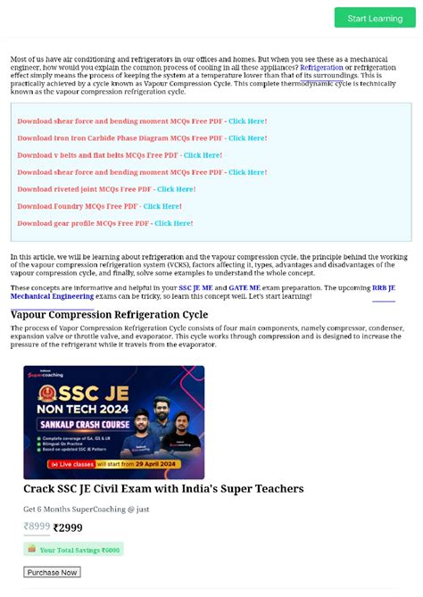 Vapour Compression Refrigeration Cycle Learn Working Principles Civil