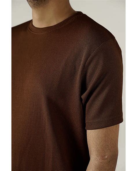 Waffle Knit Solid Tee Brown Winterfell
