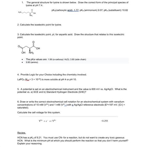 Solved 1 The General Structure For Lysine Is Shown Below