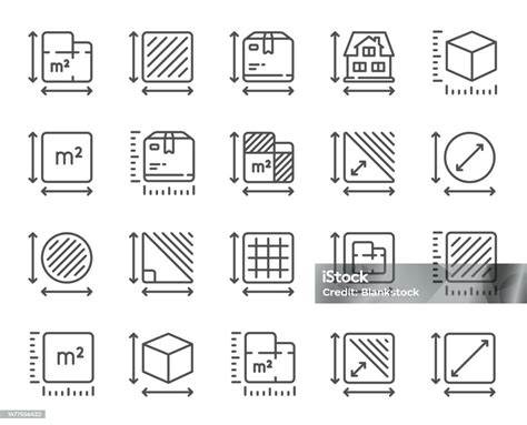 Ikon Garis Dimensi Meter Persegi Ukuran Area Dan Denah Lantai
