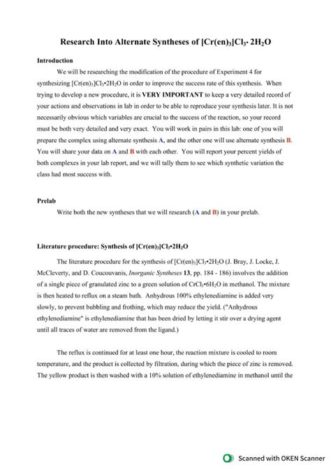 Synthesis Synthesis Of Organic And Inorganic Compounds Studocu